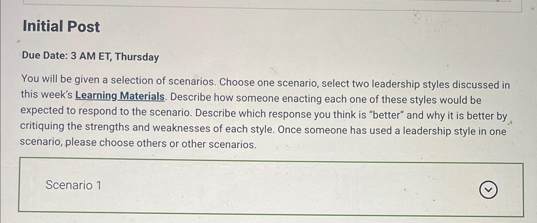 Solved Initial PostDue Date: 3 ﻿AM ET, ﻿ThursdayYou will be | Chegg.com