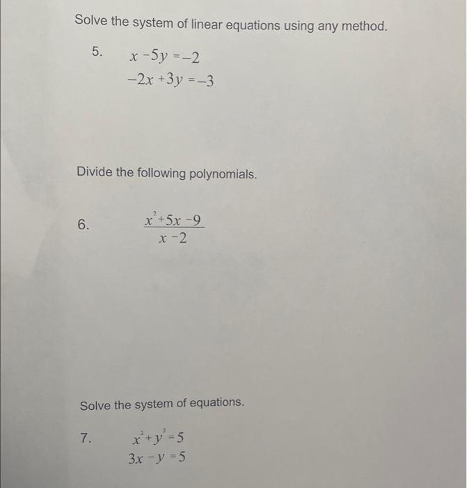 Solved Solve the system of linear equations using any | Chegg.com