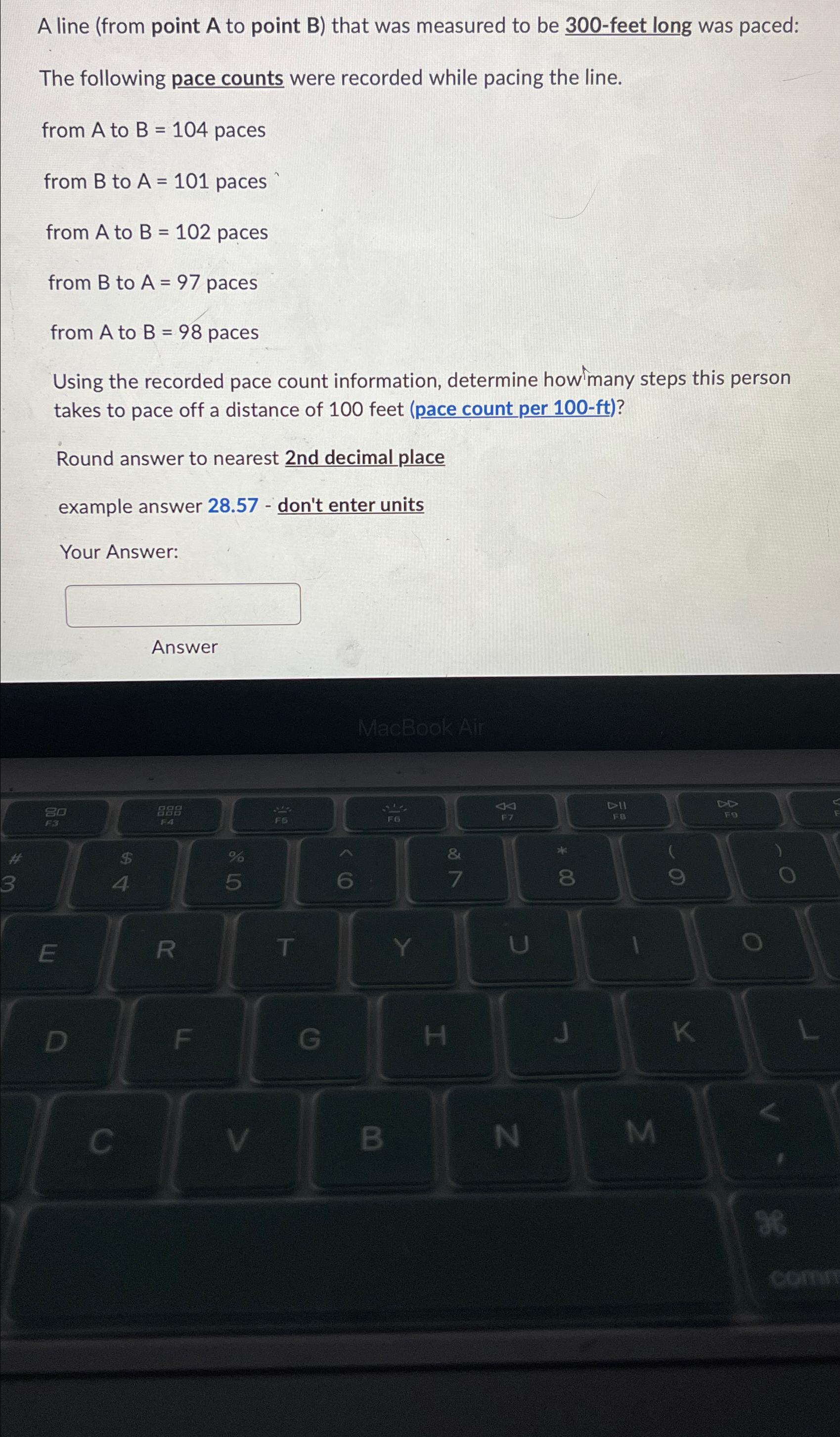 Solved The following pace counts were recorded while pacing | Chegg.com