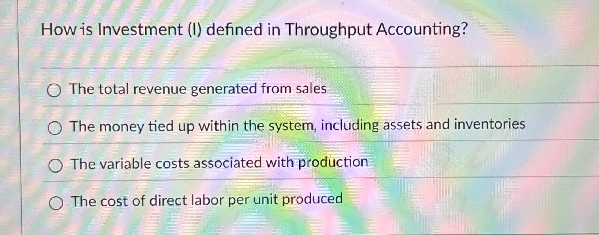 Solved How is Investment (I) ﻿defined in Throughput | Chegg.com