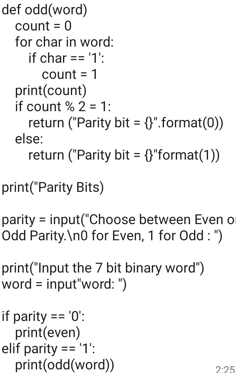 Solved The code below was written to determine the parity | Chegg.com