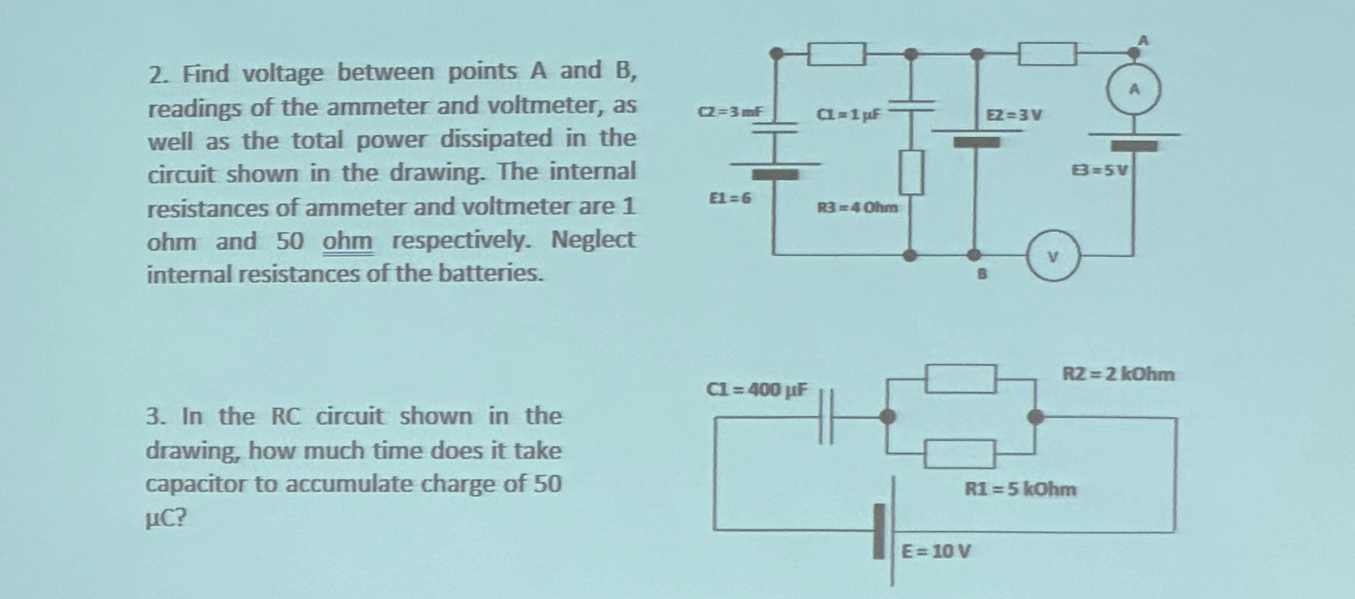 Solved Find voltage between points A and B, ﻿readings of the | Chegg.com