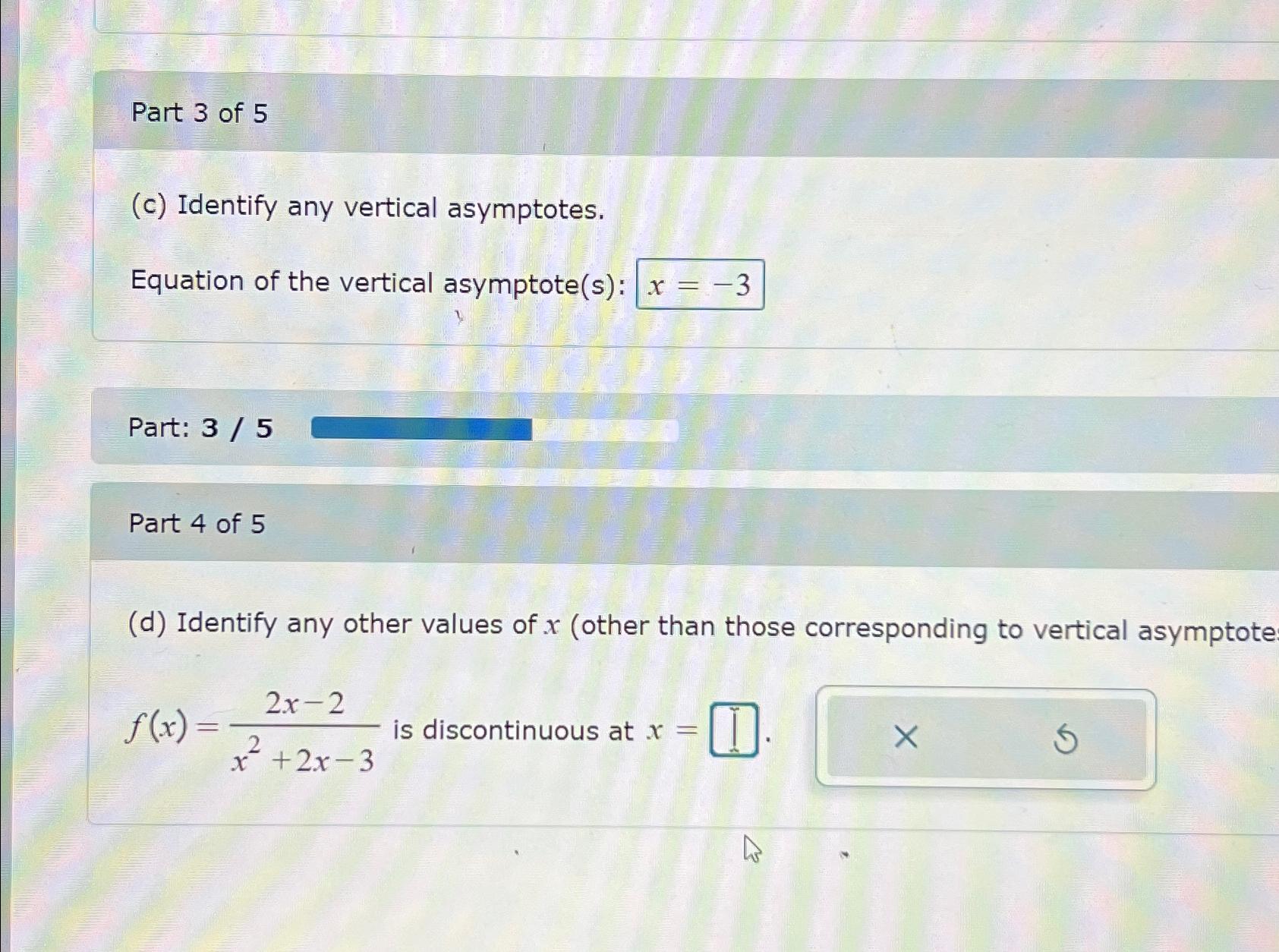 Solved Part 3 ﻿of 5(c) ﻿Identify any vertical | Chegg.com