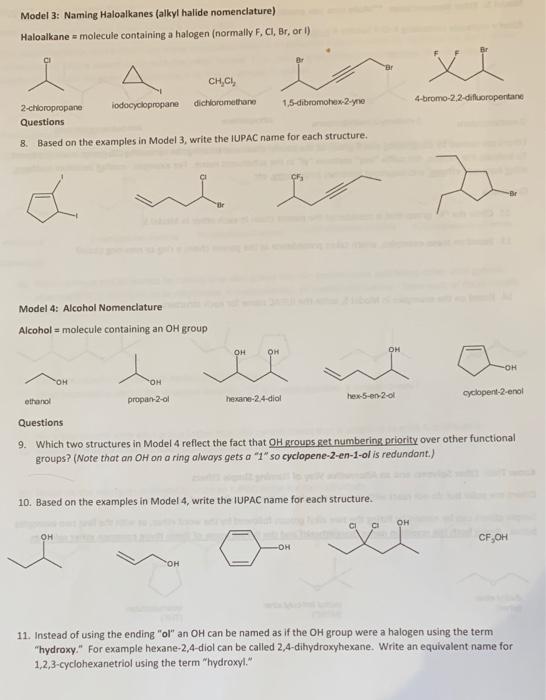 Solved Model 3: Naming Haloalkanes (alkyl halide | Chegg.com