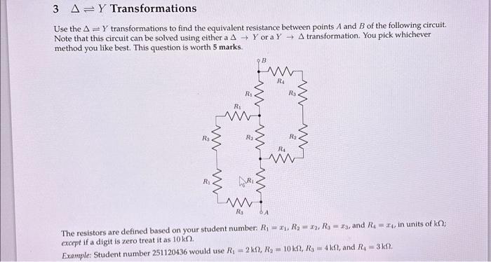 Solved 3Δ⇌Y Transformations Use the Δ⇌Y transformations to | Chegg.com