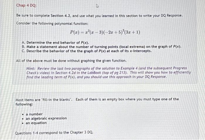 Solved Be sure to complete Section 4.2, and use what you | Chegg.com