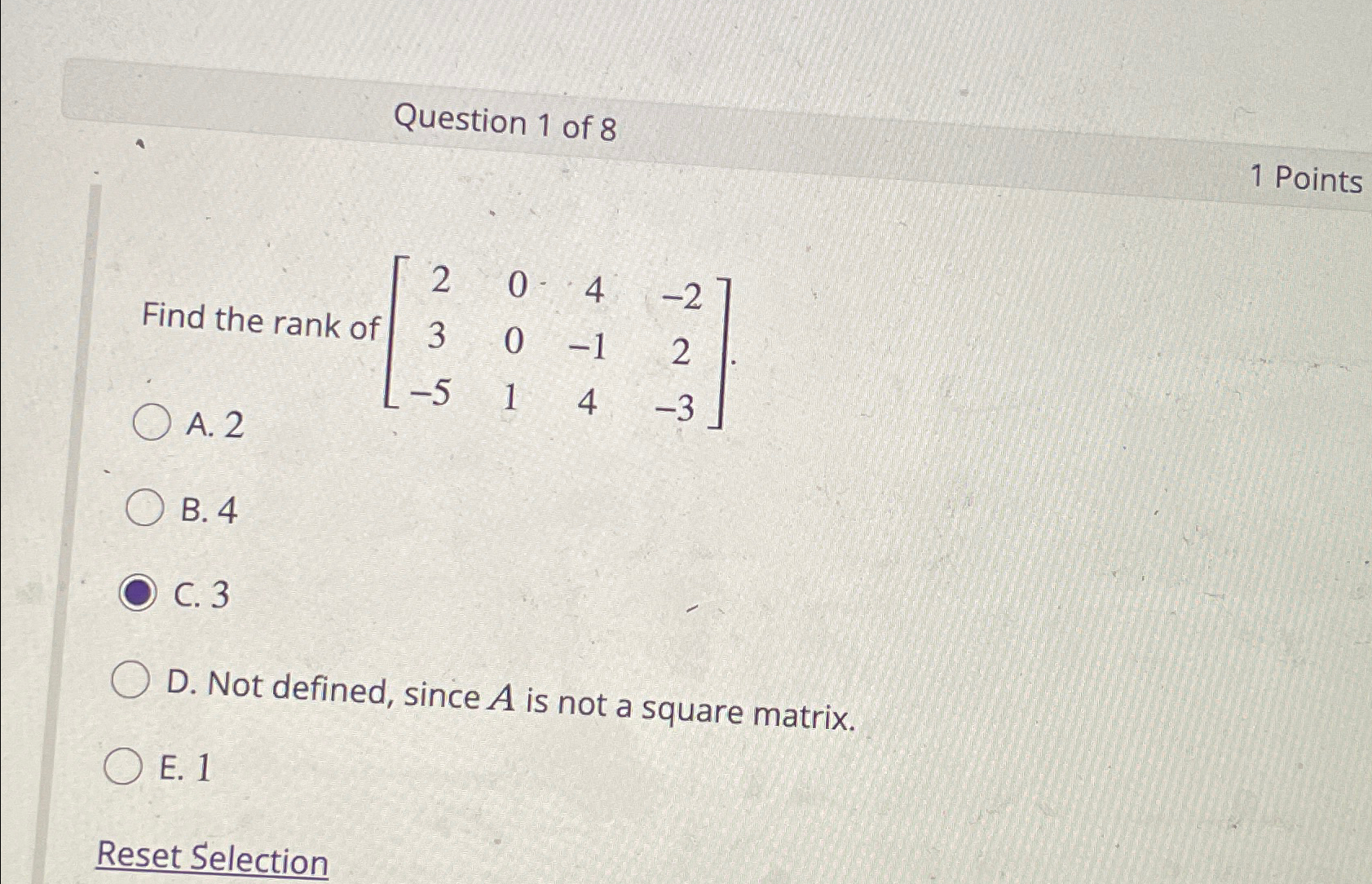 Solved Question 1 ﻿of 81 ﻿PointsFind the rank of | Chegg.com
