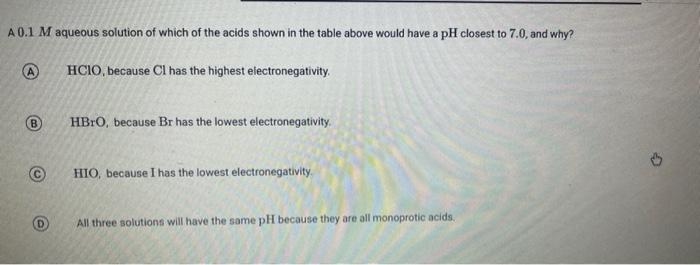 Solved Acid Structure HCIO HBrO H-0 C: H-ö-Br: H-0 : HIO A | Chegg.com