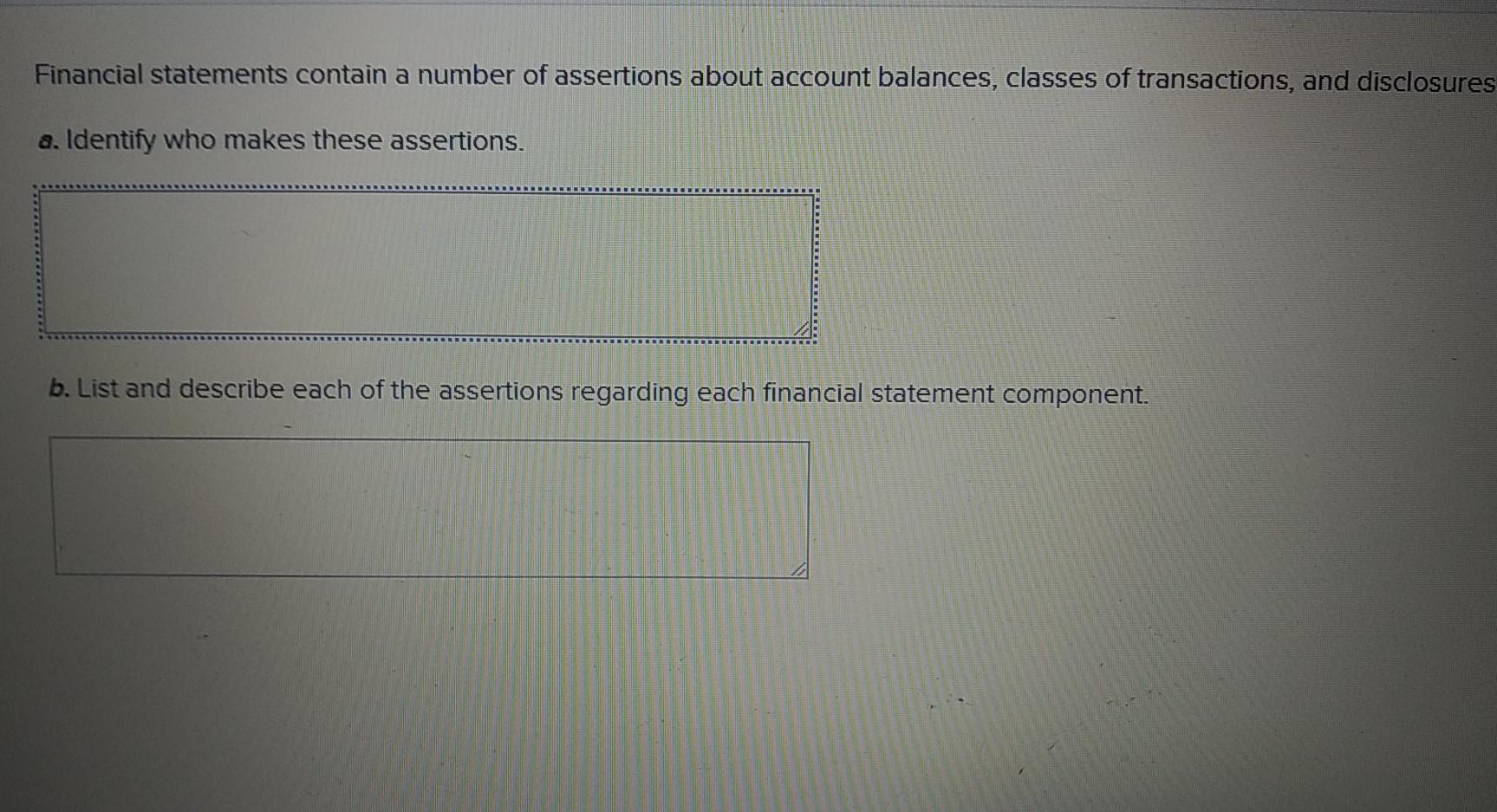 Solved Financial statements contain a number of assertions | Chegg.com