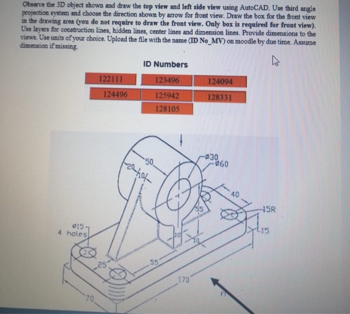 Solved Observe the 3D object shown and draw the top view and | Chegg.com