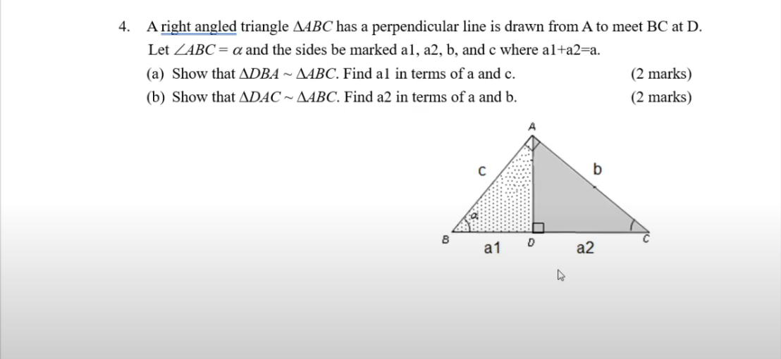 Solved A right angled triangle ????ABC ﻿has a perpendicular | Chegg.com
