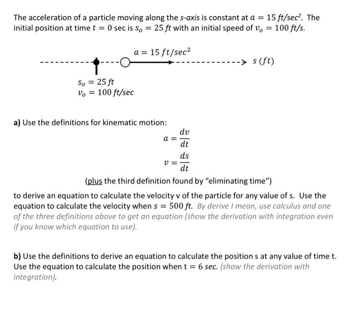 Solved The acceleration of a particle moving along the | Chegg.com