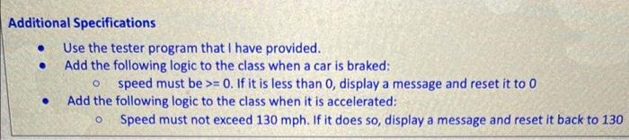 Solved 2. Car Class Write a class named Car that has the | Chegg.com