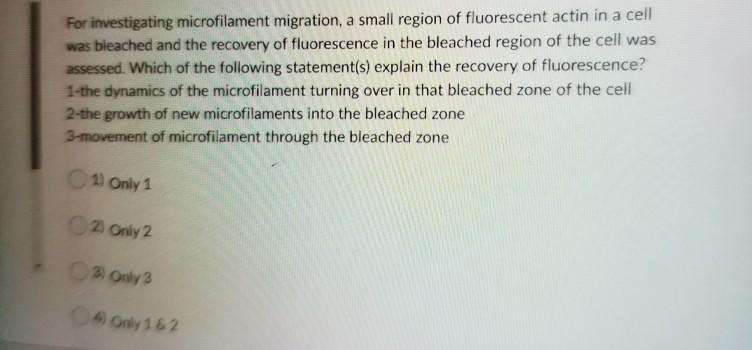 Solved For investigating microfilament migration, a small | Chegg.com