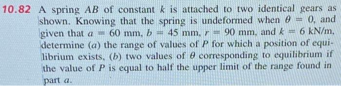 Solved 0.82 A spring AB of constant k is attached to two | Chegg.com