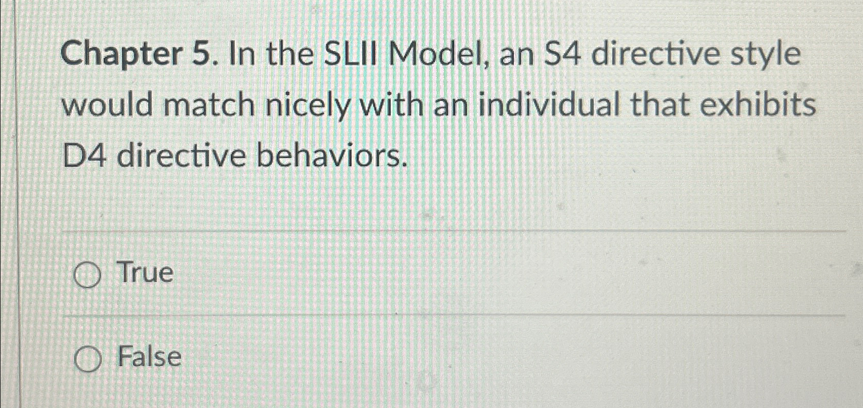 Solved Chapter 5. ﻿In the SLII Model, an S4 ﻿directive style | Chegg.com