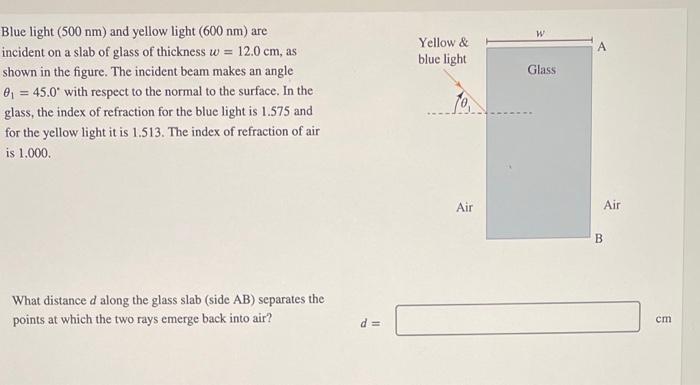 Solved Blue light (500 nm) and yellow light (600 nm) are | Chegg.com