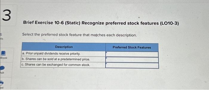 Solved Brief Exercise 10-5 (Static) Record issuance of | Chegg.com