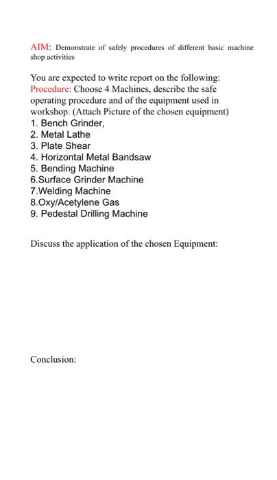 Solved AIM: Demonstrate of safely procedures of different | Chegg.com