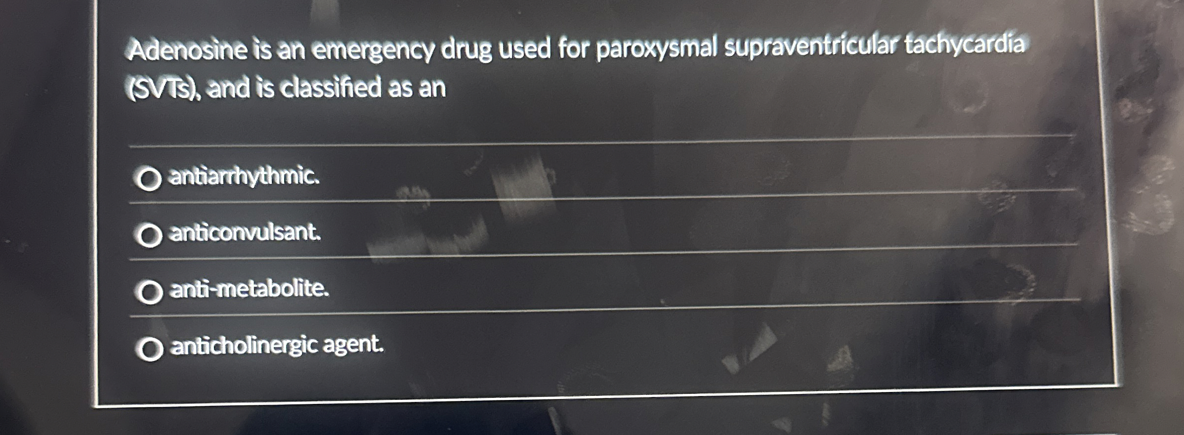 Solved Adenosine is an emergency drug used for paroxysmal | Chegg.com