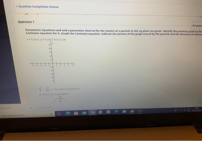 Solved Parametric Equations And And A Parameter Interval For