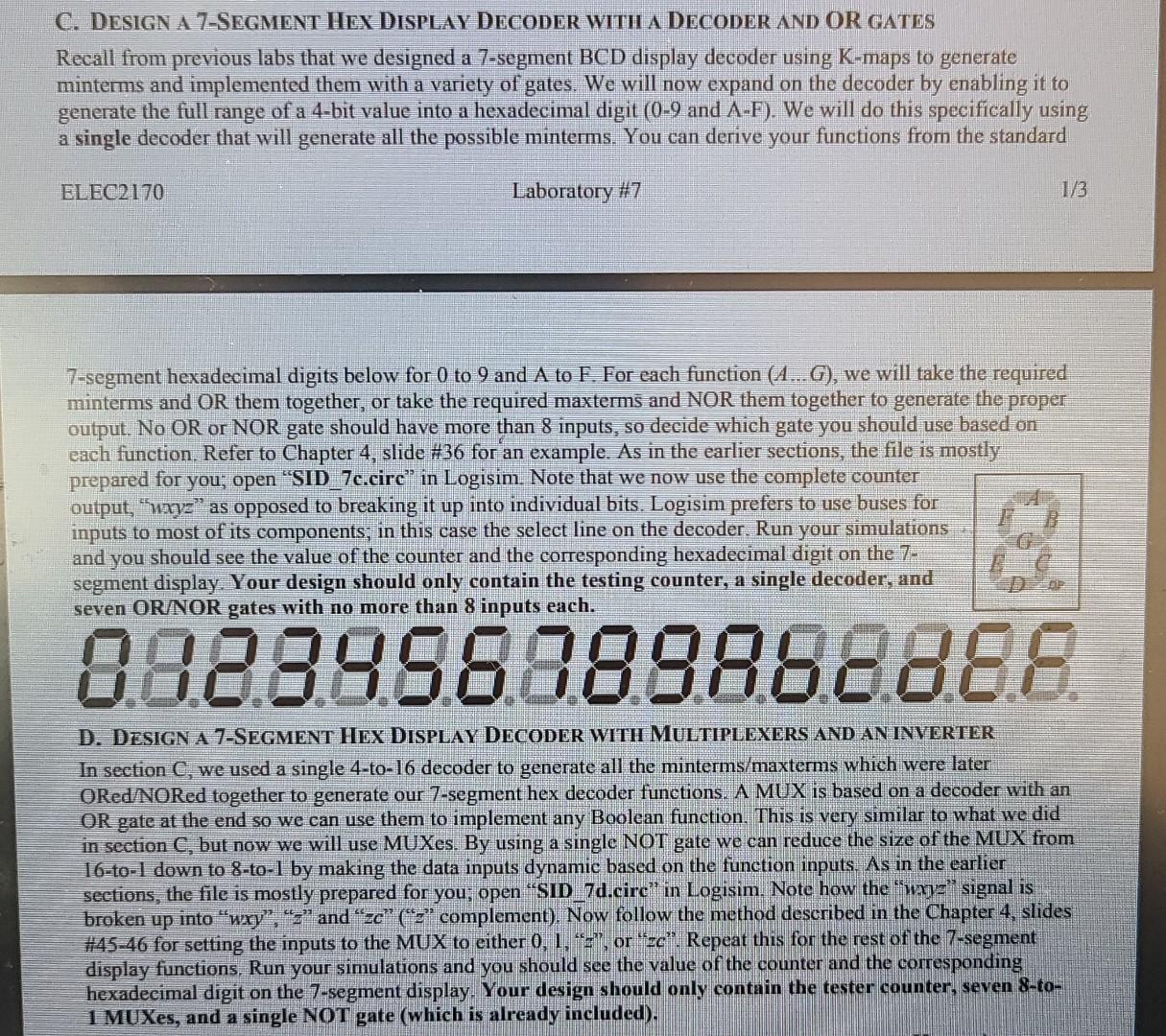 Solved C Design A 7 Segment Hex Display Decoder Witila