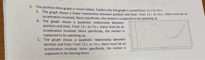 Solved 5. The position-time graph is shown below. Explain | Chegg.com