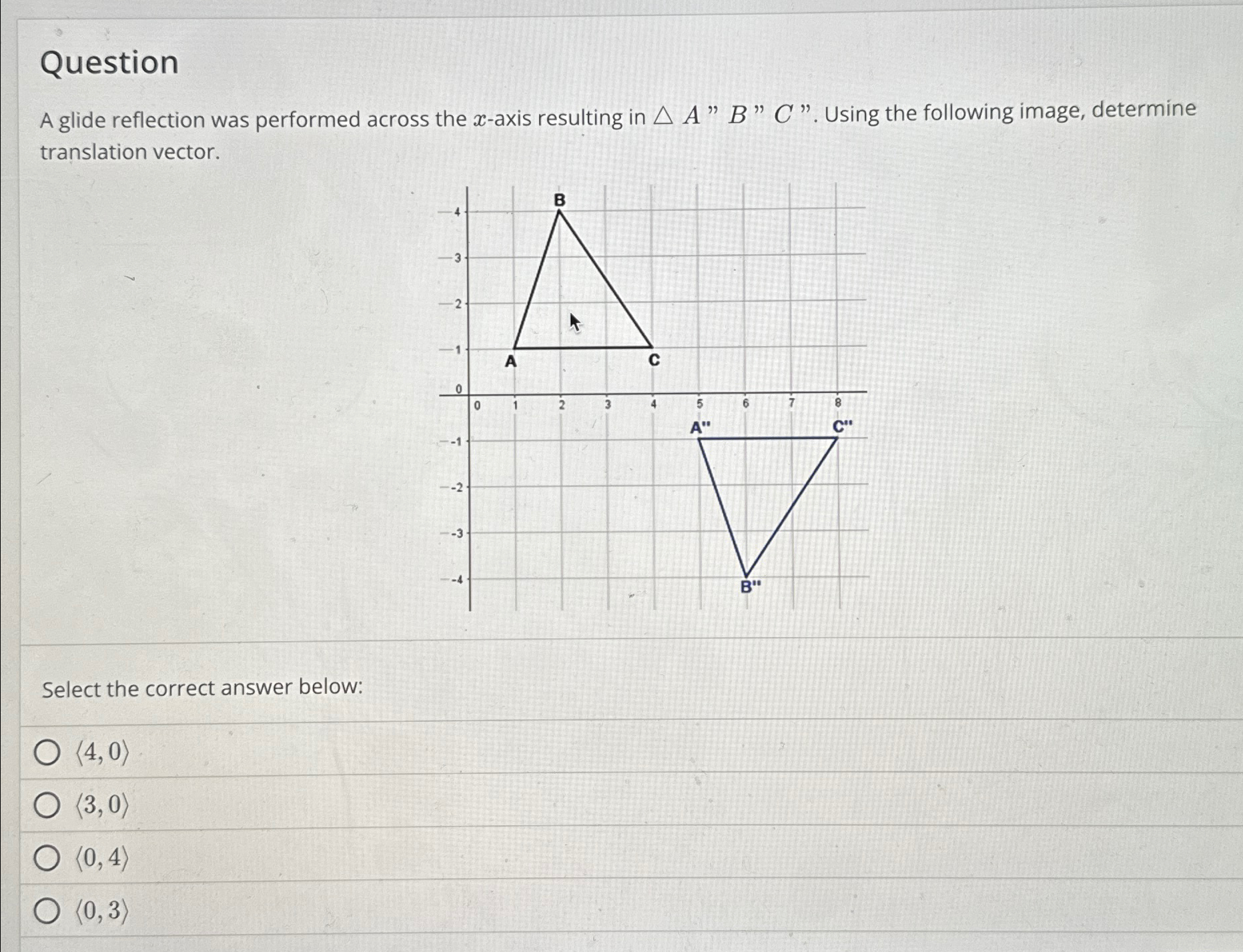 Solved QuestionA glide reflection was performed across the | Chegg.com