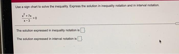Solved Use a sign chart to solve the inequality. Express the | Chegg.com