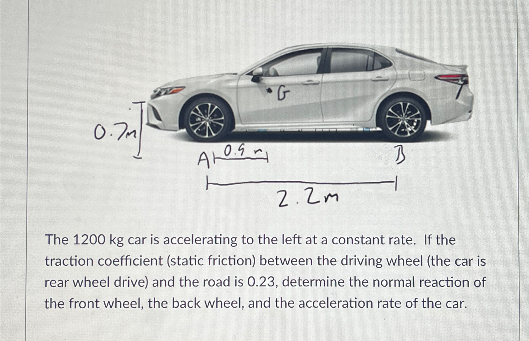 Solved The 1200kg ﻿car is accelerating to the left at a | Chegg.com