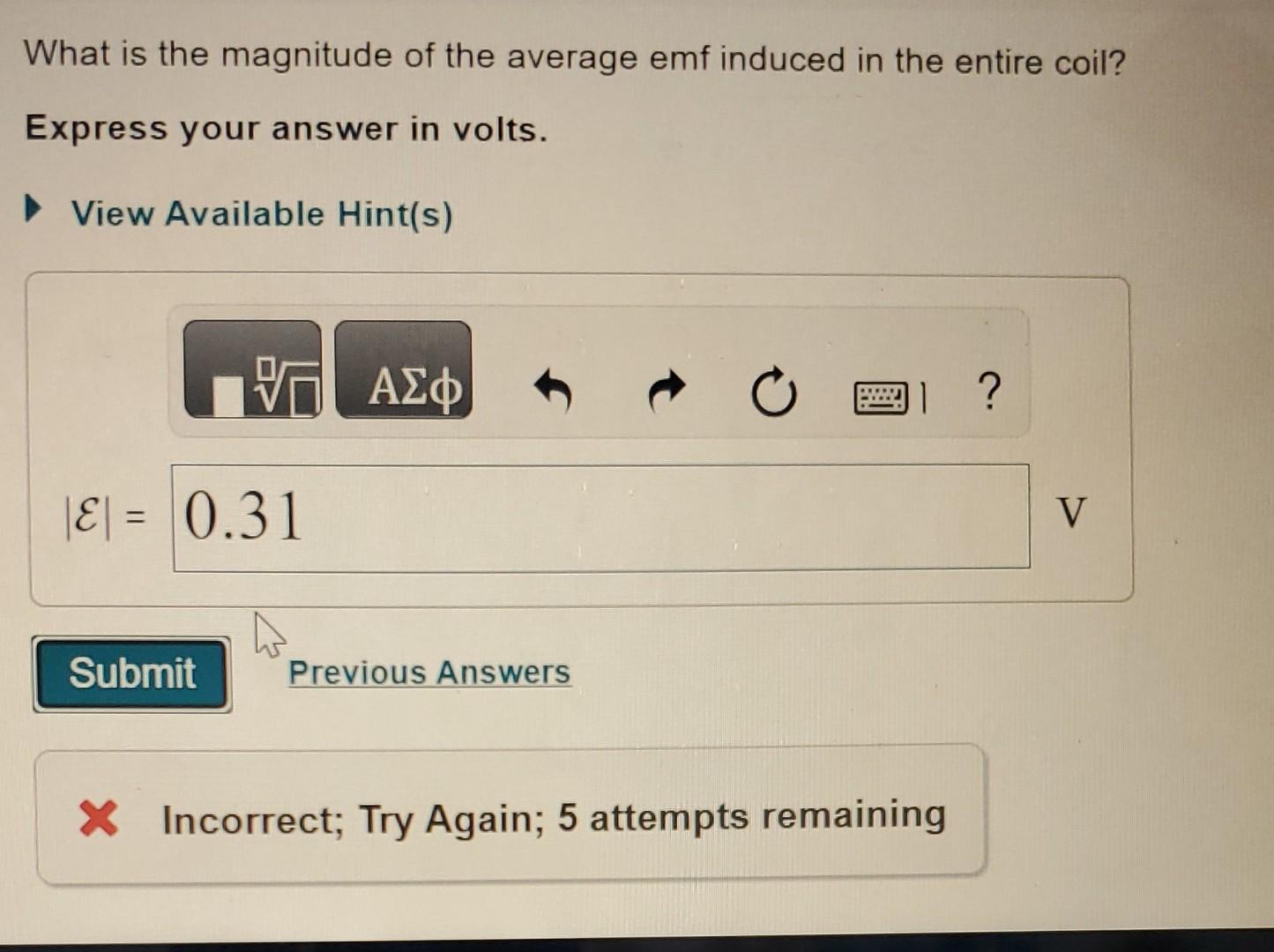 Solved What is the magnitude of the average emf induced in | Chegg.com