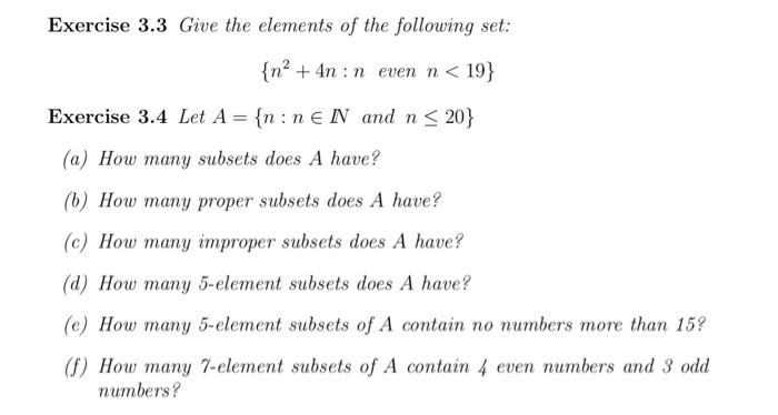 Solved Exercise 3.3 Give the elements of the following set: | Chegg.com