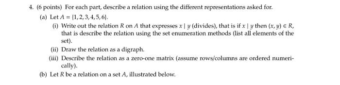 Solved 4. (6 points) For each part, describe a relation | Chegg.com