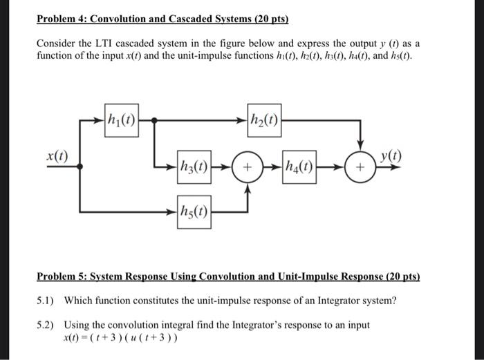 Solved Problem 4: Convolution and Cascaded Systems (20 pts) | Chegg.com Solved Problem 4: Convolution and Cascaded Systems (20 pts) | Chegg.com