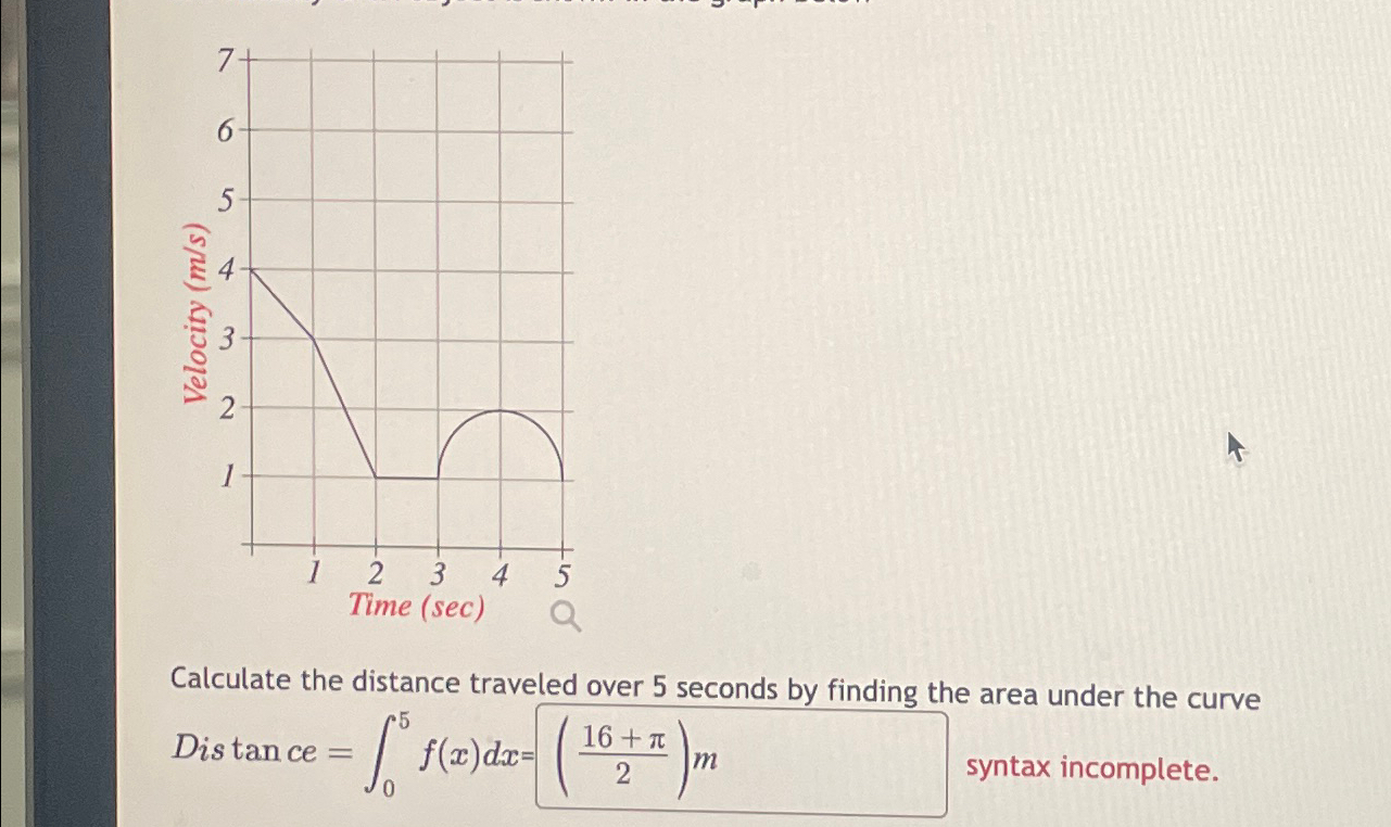 Solved Calculate the distance traveled over 5 ﻿seconds bv | Chegg.com