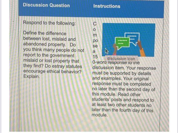 Solved Respond to the following: Define the difference | Chegg.com