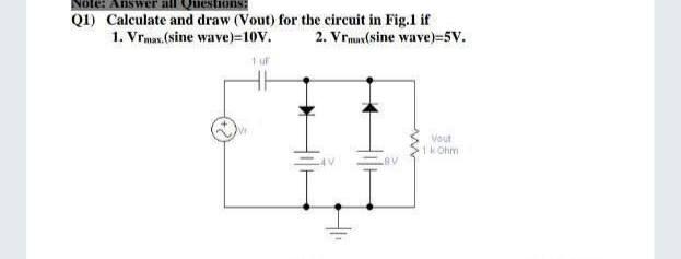Solved Q1) Calculate and draw (Vout) for the circuit in | Chegg.com