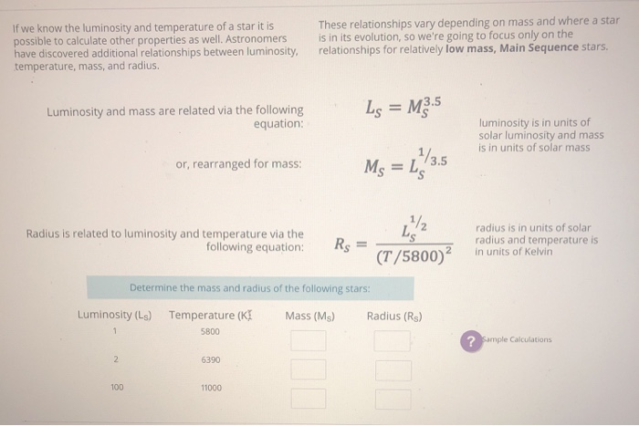Solved If we know the luminosity and temperature of a star | Chegg.com