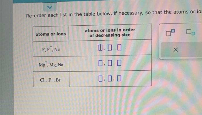 Solved Re-order each list in the table below, if necessary, | Chegg.com