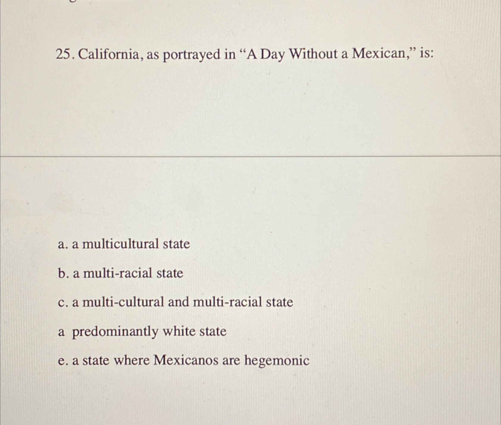 Solved California, as portrayed in "A Day Without a | Chegg.com