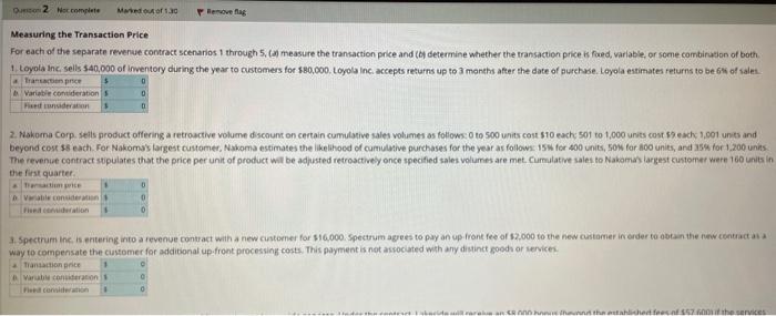 Solved Measuring the Transaction Price For each of the | Chegg.com