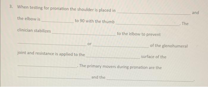 1. When testing for elbow flexion the shoulder should | Chegg.com