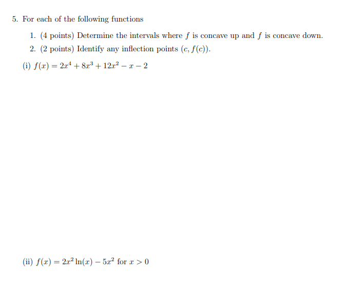 Solved For each of the following functions(4 ﻿points) | Chegg.com