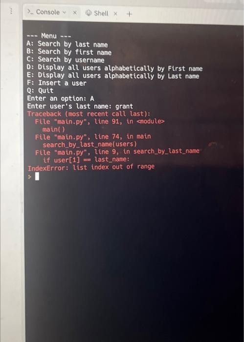 Solved Objective: Develop an admin tool for username and | Chegg.com