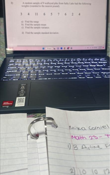 Solved hey, how do I find the sample variable. it doesnt | Chegg.com