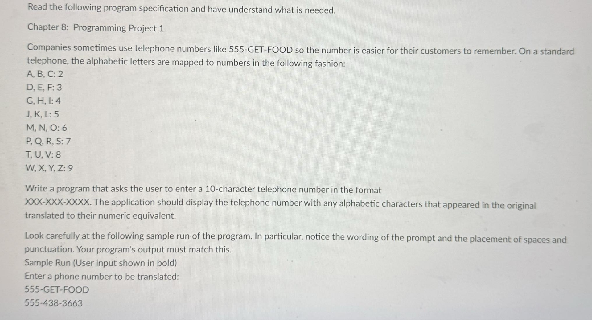 Solved Read the following program specification and have | Chegg.com