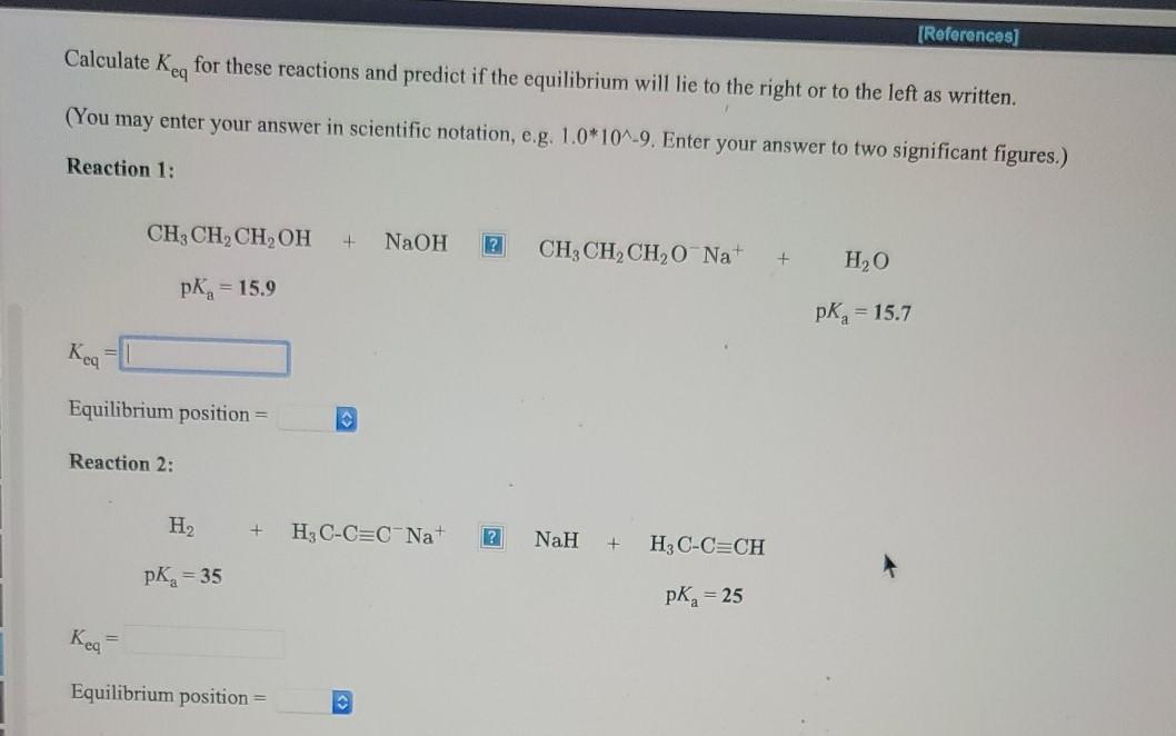 Solved (References) Calculate Keq for these reactions and | Chegg.com