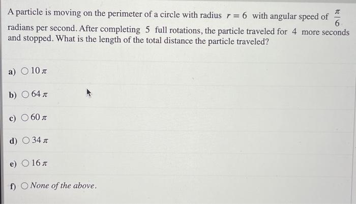 Solved A particle is moving on the perimeter of a circle | Chegg.com