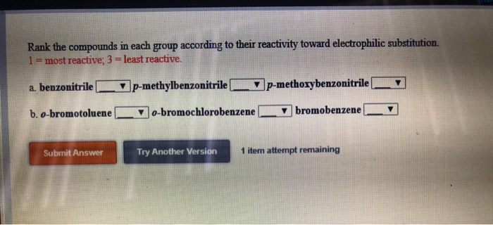Solved Rank the compounds in each group according to their | Chegg.com