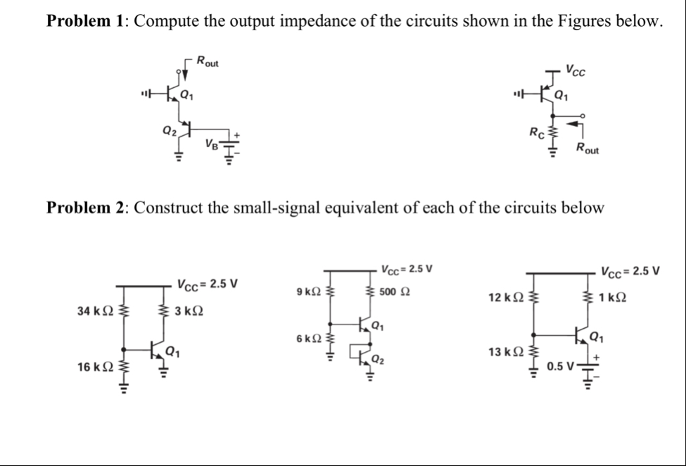 Problem 1: Compute the output impedance of the | Chegg.com